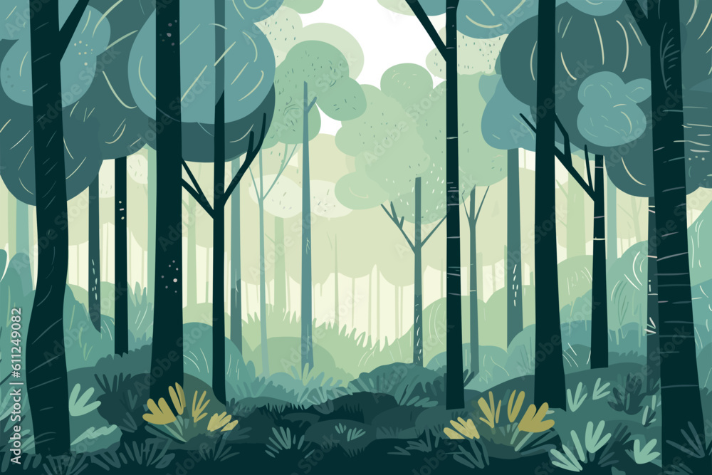 Doodle inspired inside of sacred grove, cartoon sticker, sketch, vector ...