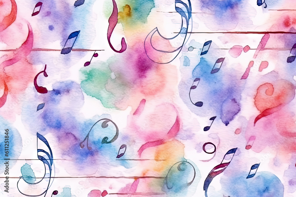 Music notes. Watercolor Illustration Stock Illustration | Adobe Stock