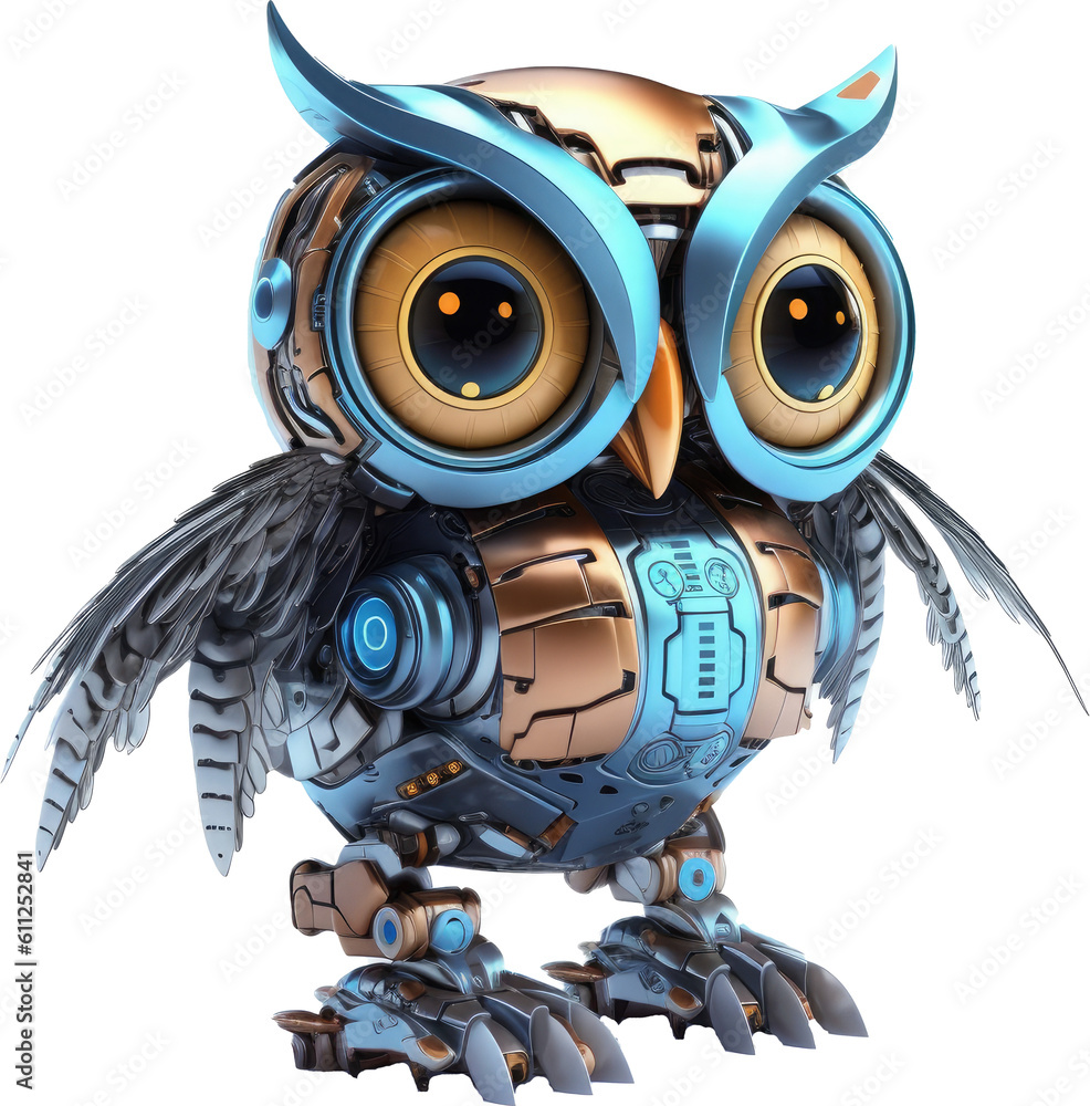 robotic owl isolated on a transparent background, generative AI Stock ...