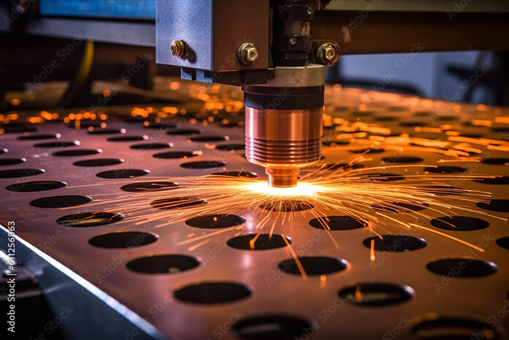 Industrial cnc plasma machine cutting of metal plate and profile ...