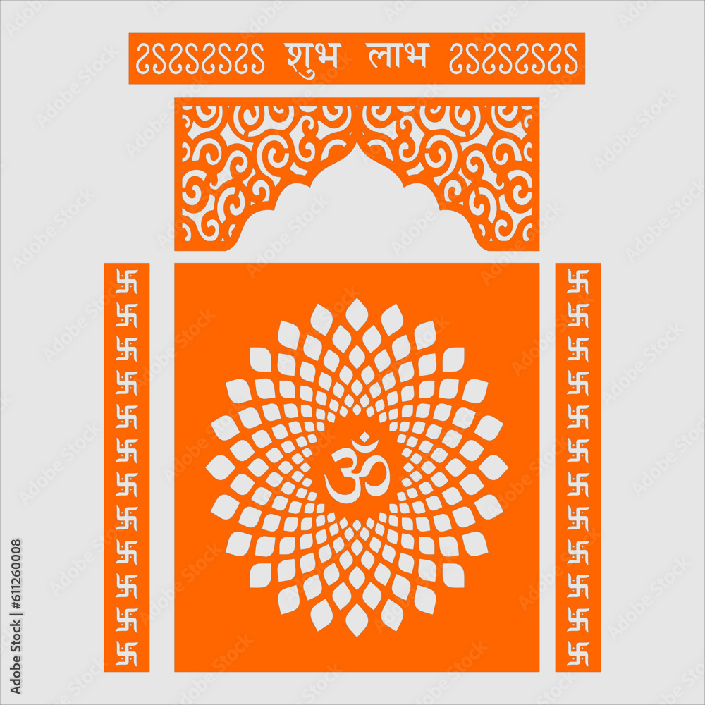 vector om jaali with a square for mandir decoration for cnc cutting ...