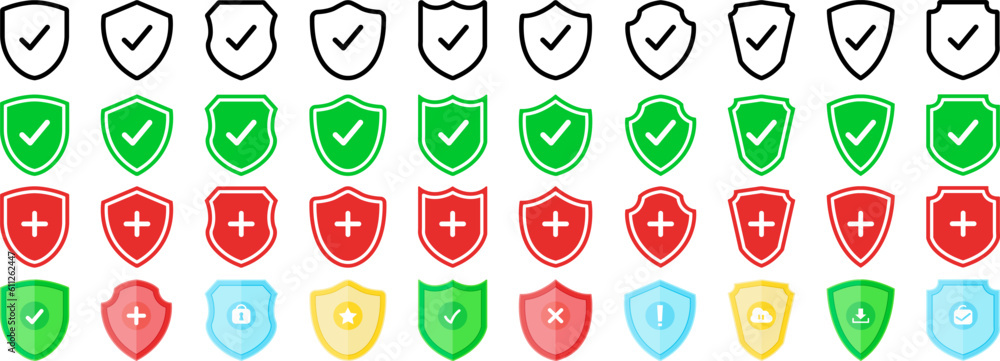 Vecteur Stock Set of security shield icons, security shields logotypes ... Vecteur Stock Set of security shield icons, security shields logotypes ...