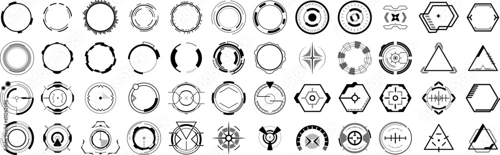 Vetor de Sci-Fi Futuristic Hud Interface Elements Set. Target HUD ...