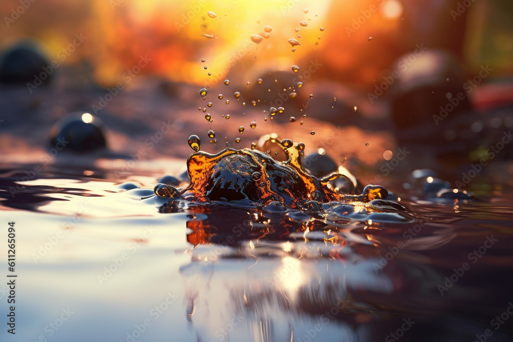 Oil spill contaminating marine life, Climate change and environmental ...