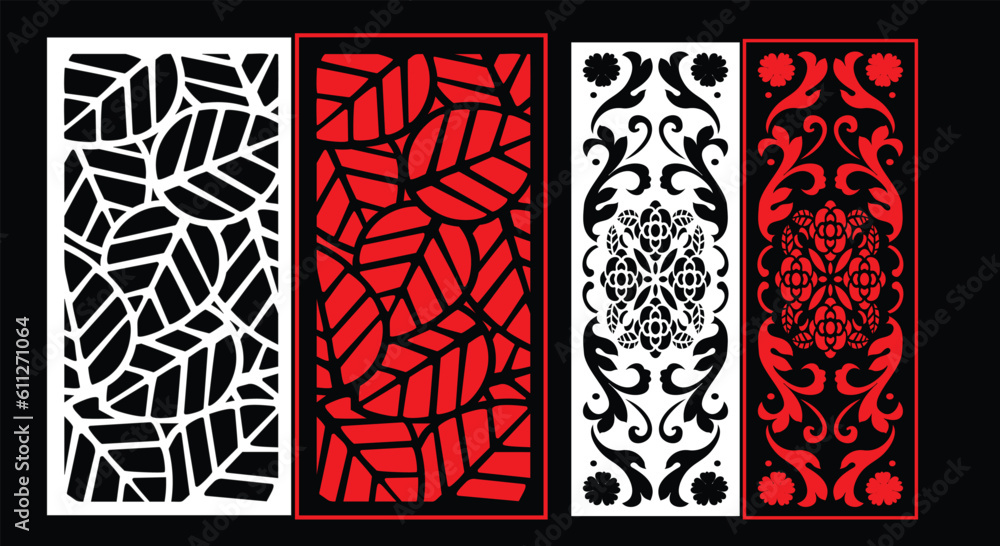 Decorative wall panels set Jali design CNC pattern, laser cutting pattern, router CNCcutting ...