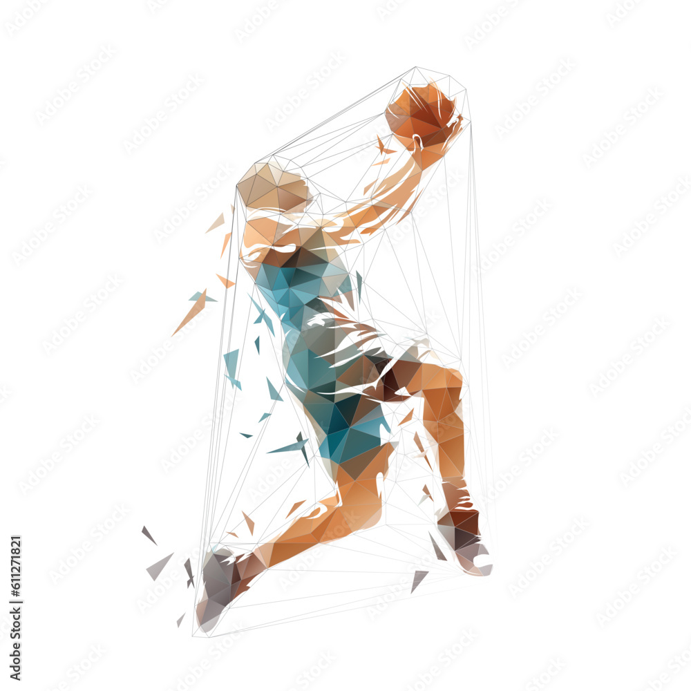 Basketball player scoring, low polygonal isolated vector illustration ... Basketball player scoring, low polygonal isolated vector illustration ...