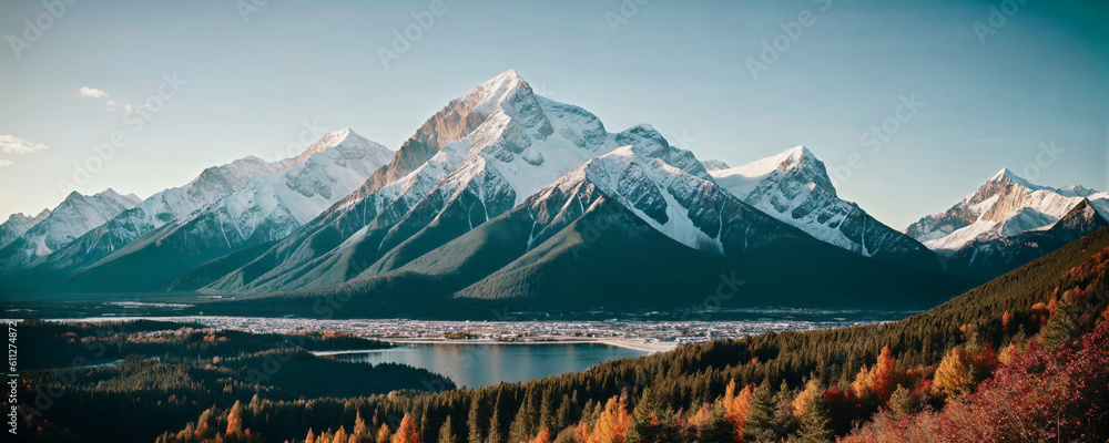 Breathtaking Mountain Peaks, Panoramic Ultrawide Image, Landscape ...