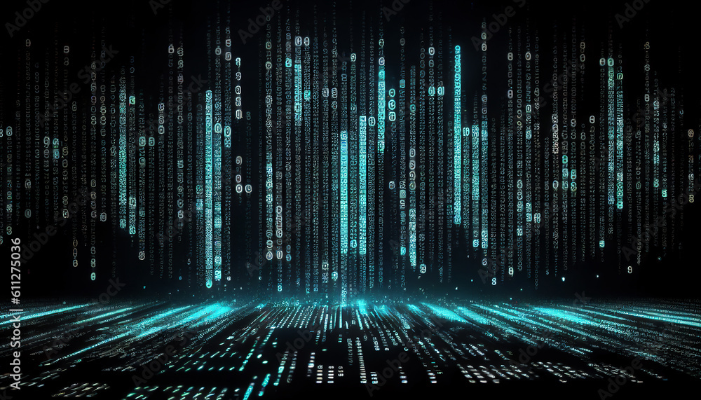 Binary Computer Matrix Code Data Stream Abstract Background Showing A Coding Transmission Over