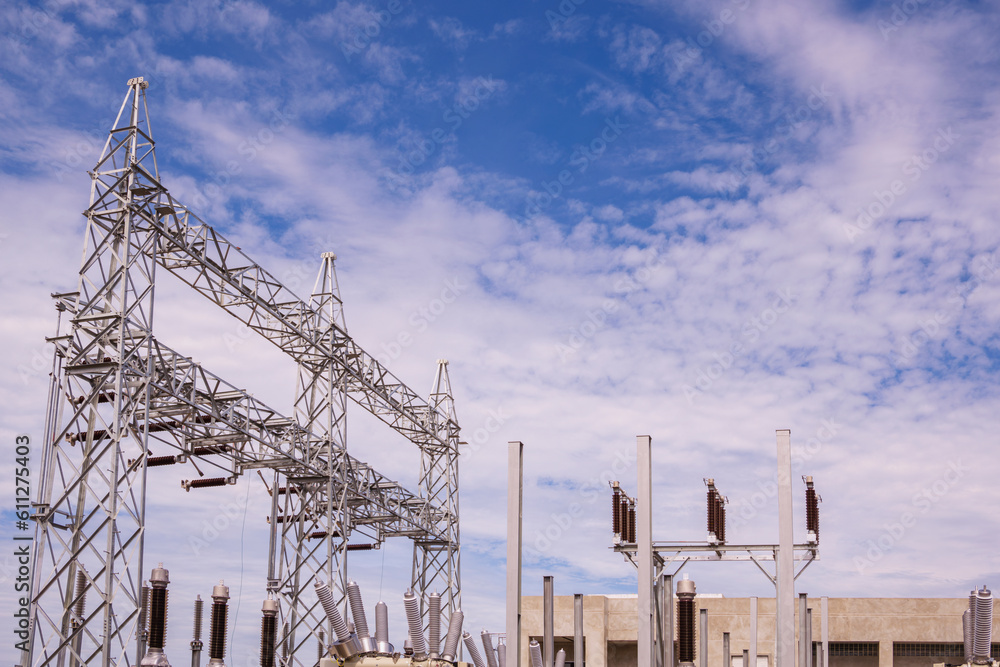High voltage electric pylon structure and equipment with power ...
