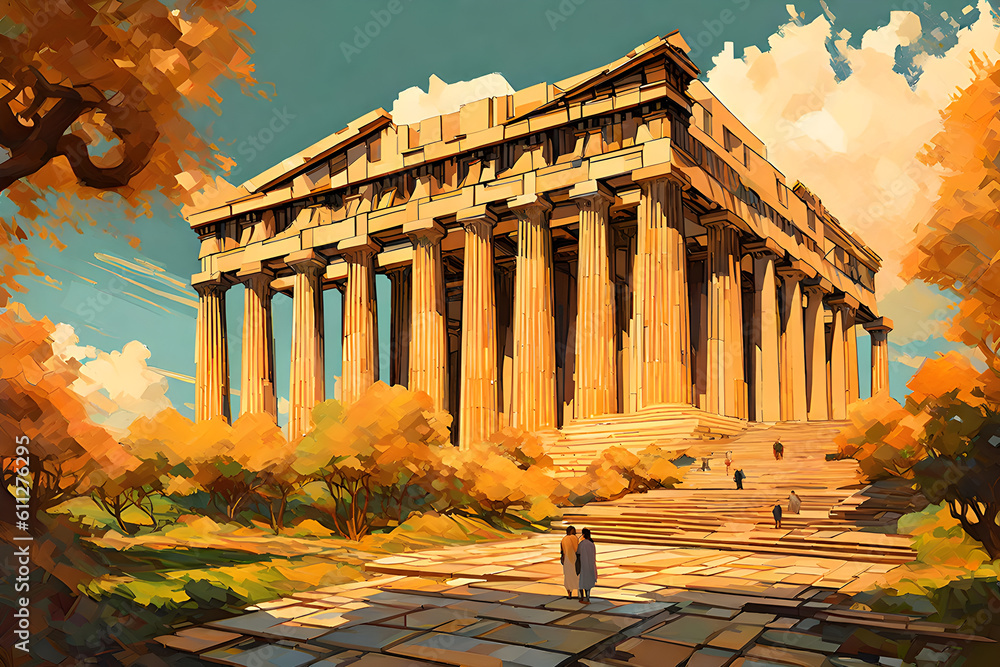 In this beautifully depicted illustration, the Parthenon emerges as a ...