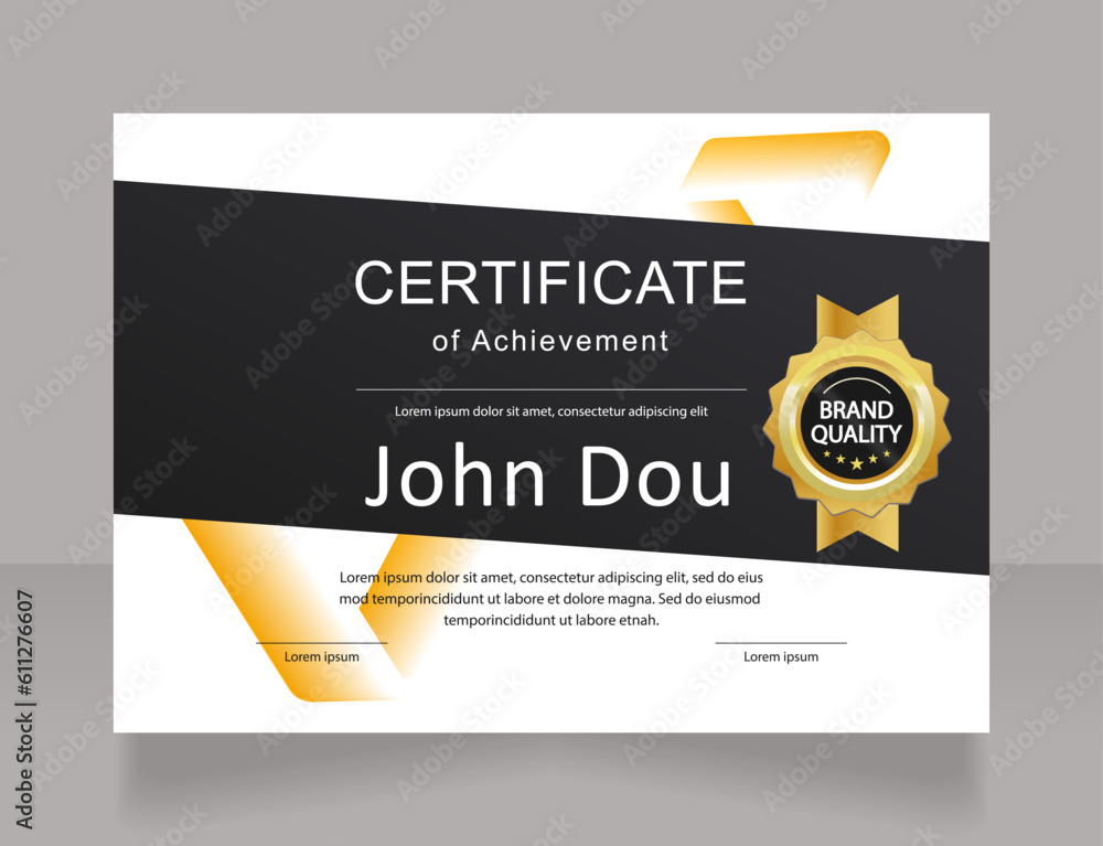 Academic achievement certificate design template. Vector diploma with ...