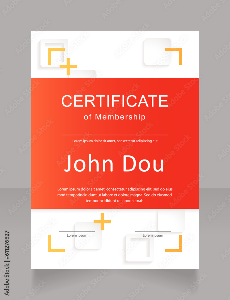 IT club membership certificate design template. Vector diploma with ...