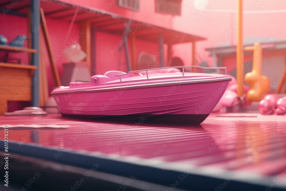 Backdrop pink boat. Generate Ai Stock Illustration | Adobe Stock
