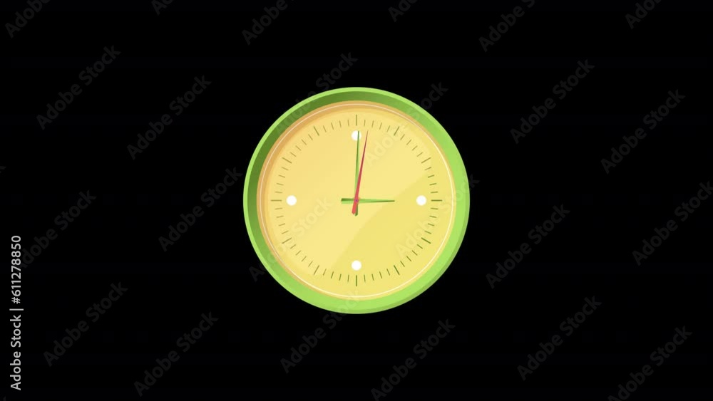Animated Time Clock Moving on Transparent Background. Clock changes ...
