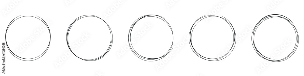 Hand drawn line circle on transparent backdrop. Line art sketch design ...