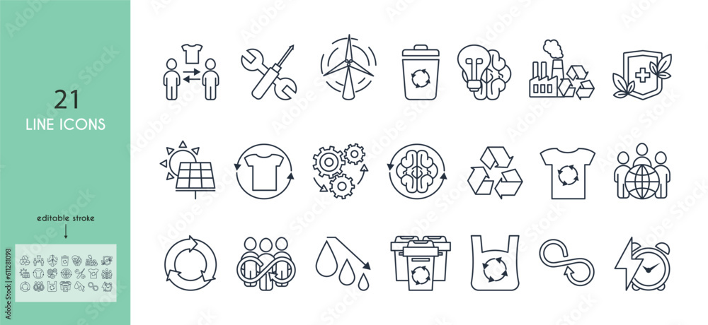 Circular economy icon. Reducing waste, using resources efficiently, and ...