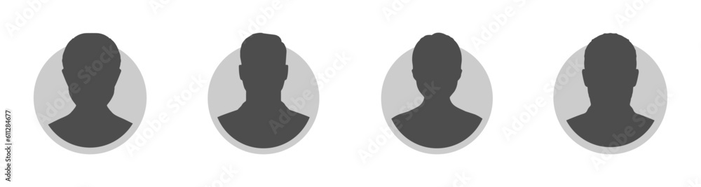 Default anonymous user portrait vector illustrations. User flat vector ...