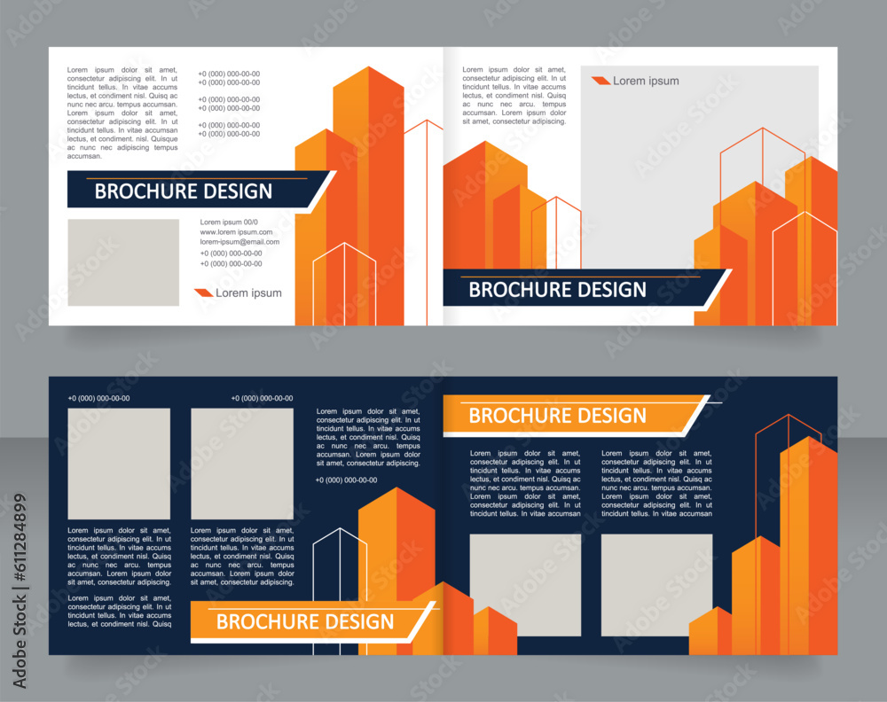 Building engineering business company bifold brochure template design ...