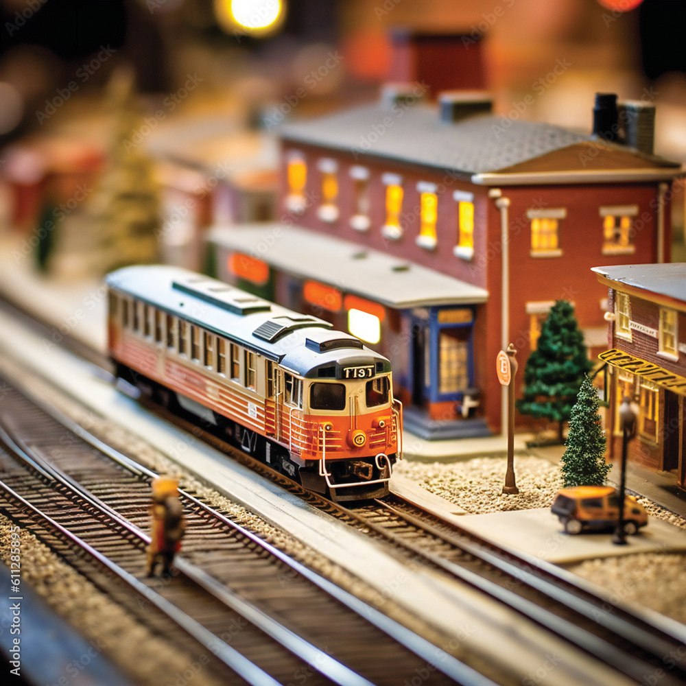 Miniature Train And Station. Created with Generative AI technology ...