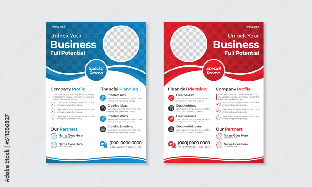 Red and Blue color modern creative business flyer, poster, pamphlet ...