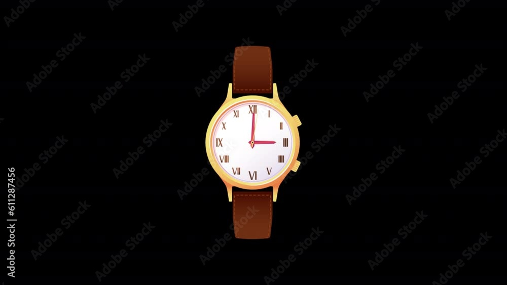 Video Stock 2D brown mechanical wristwatch 12 Hours | Time running ...
