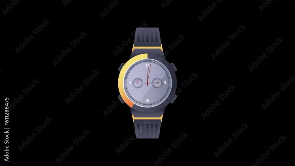 2D mechanical wristwatch 12 Hours | Time running clock motion design on ...