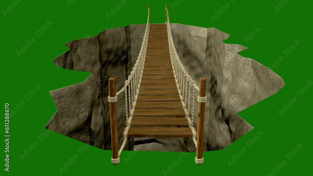 3D Trick Art 4K Green screen video, 3d art moving bridge Green screen ...
