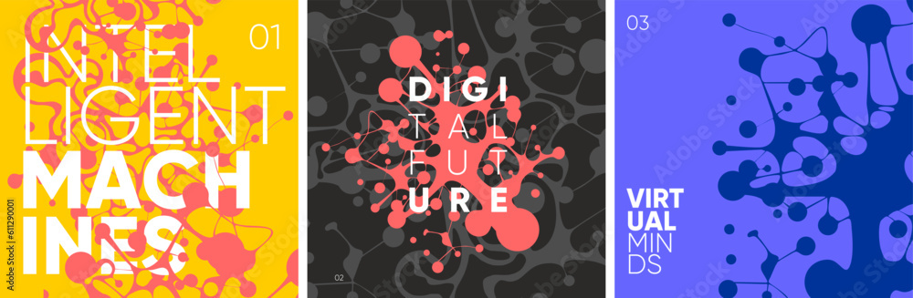 Artificial Intelligence. A set of vector illustrations. Posters with ...