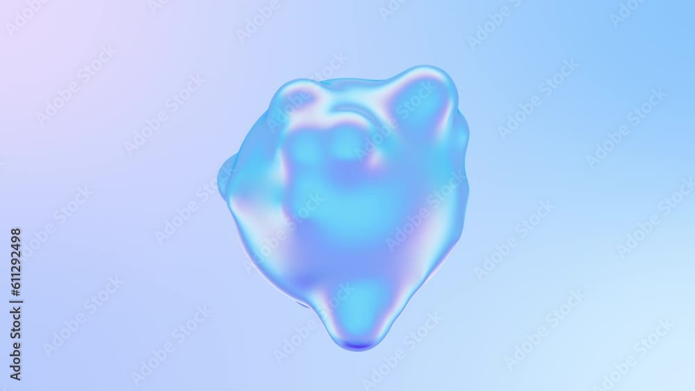 Biomorphic forms with holographic iridescent foil texture.Abstract blob ...