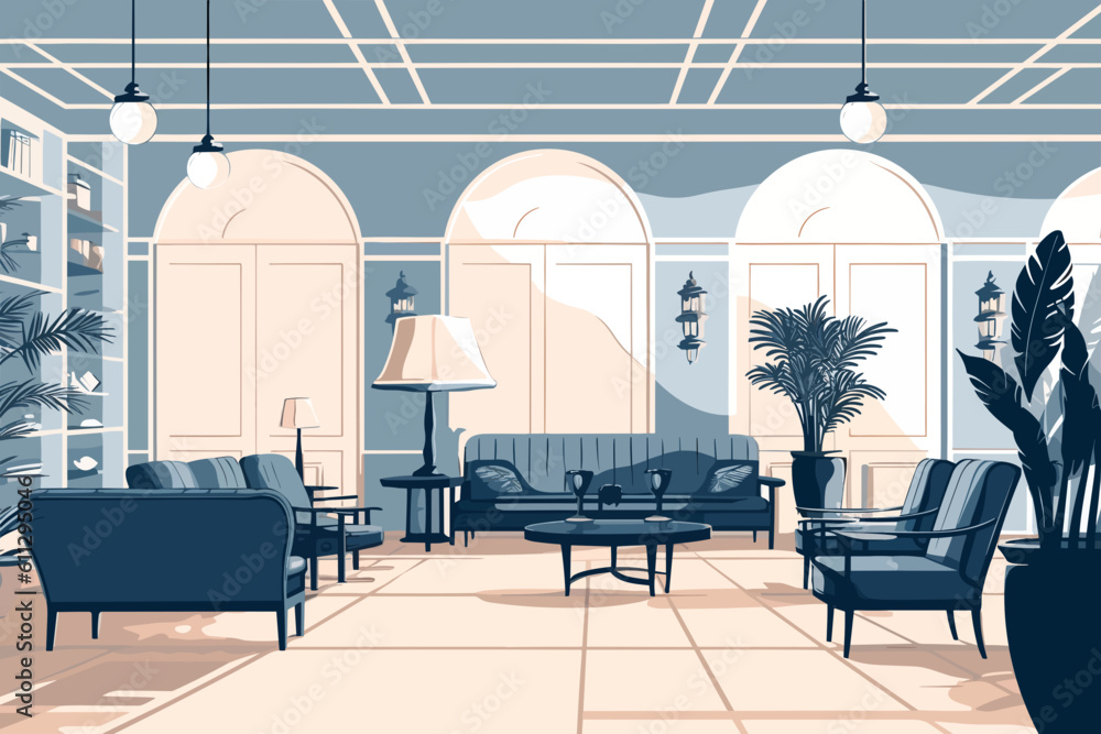 Doodle inspired inside of country club, cartoon sticker, sketch, vector ...