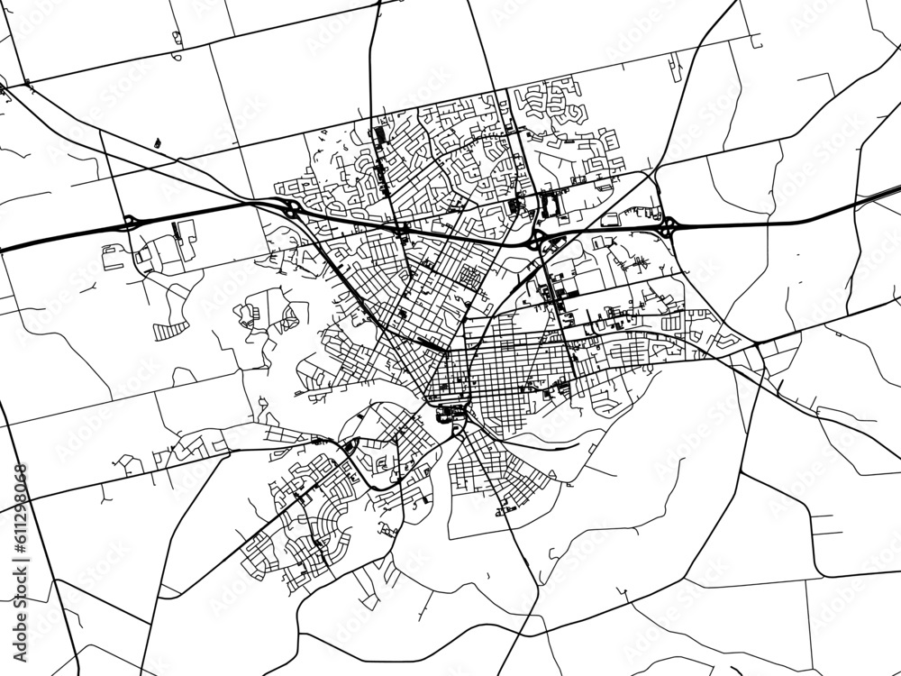 Vector road map of the city of Brantford Ontario in Canada on a white ...
