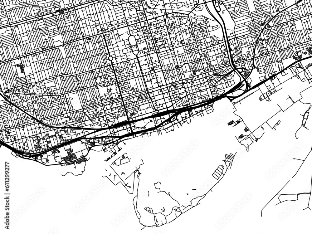 Vector road map of the city of Toronto Center Ontario in Canada on a ...