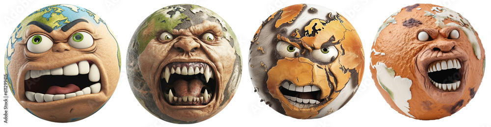 illustrations of an angry earth with angry face for the pollution and ...