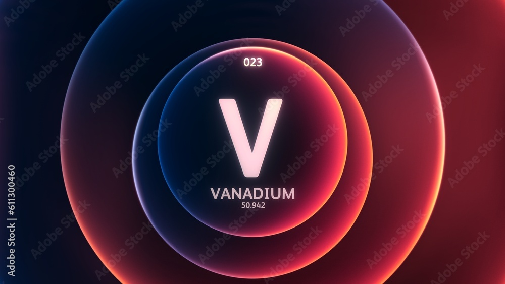 Vanadium as Element 23 of the Periodic Table. Concept illustration on ...