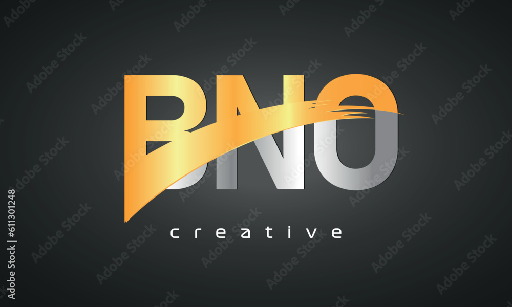 BNO Letters Logo Design with Creative Intersected and Cutted Stock ...