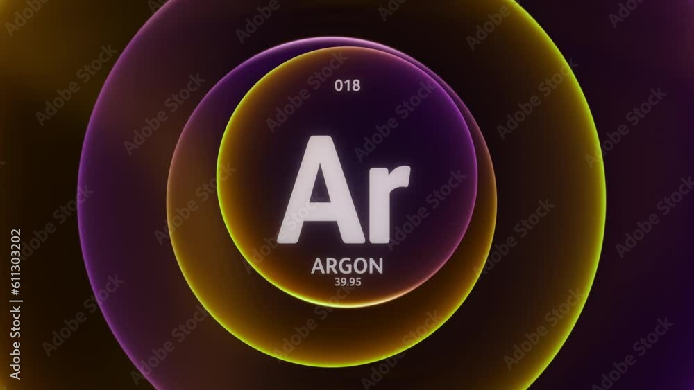 Argon as Element 18 of the Periodic Table. Concept animation on ...