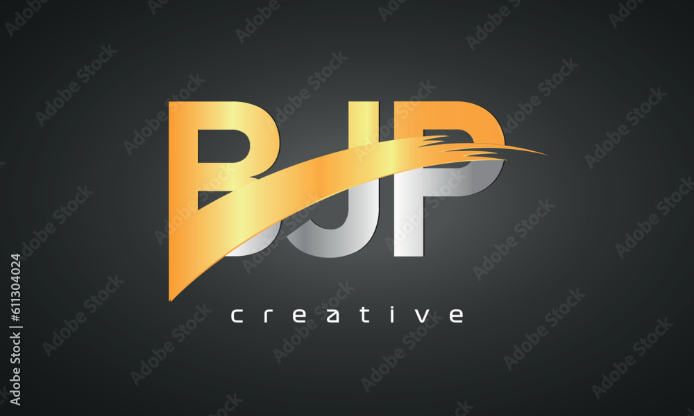 BJP Letters Logo Design with Creative Intersected and Cutted Stock ...