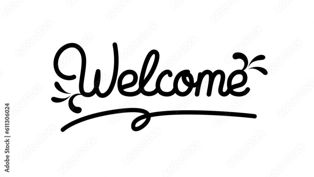 welcome animation text in black color on transparent background. easy ...
