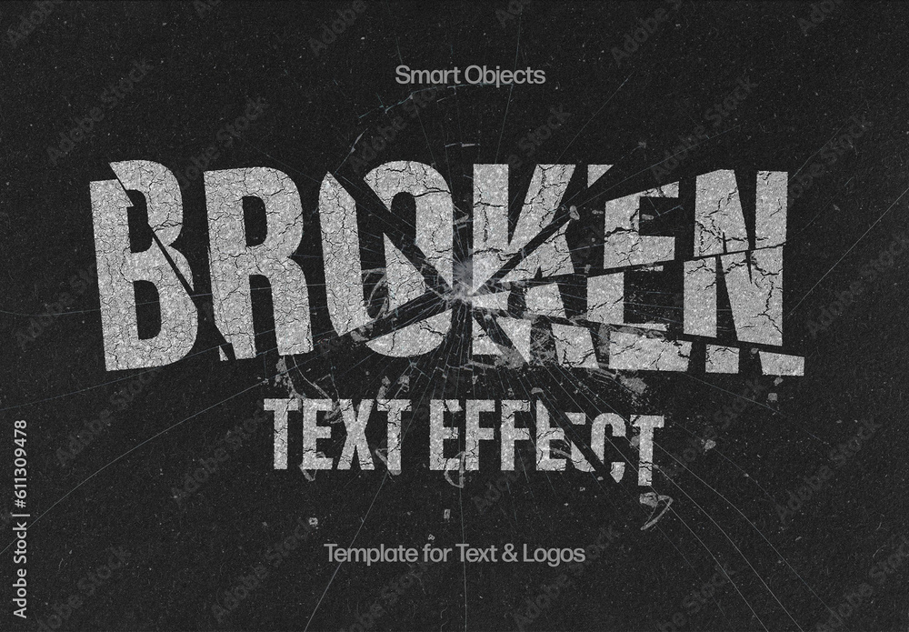 Broken Text Effect Mockup Stock Template | Adobe Stock