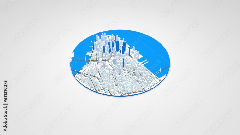 Vidéo Stock 3d model New York map zoom background loop. Spinning around ...