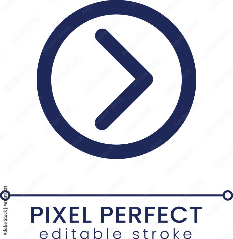 Right direction pointer pixel perfect linear ui icon. Website interactive element. GUI, UX ...