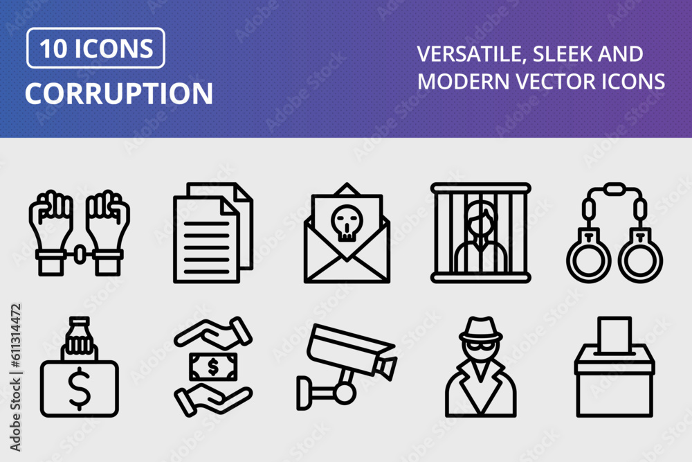 Vector Corruption Icon Set Stock Vector | Adobe Stock