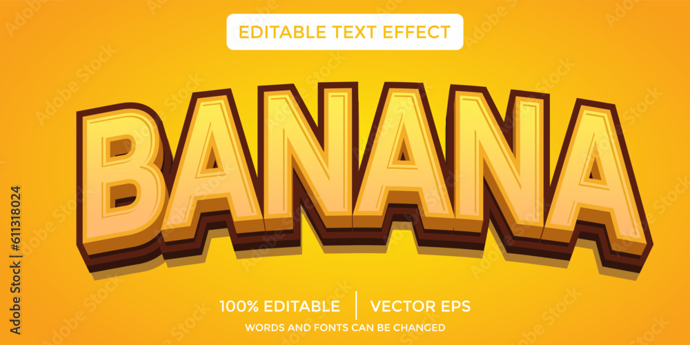 Banana 3D text effect template Stock Vector | Adobe Stock