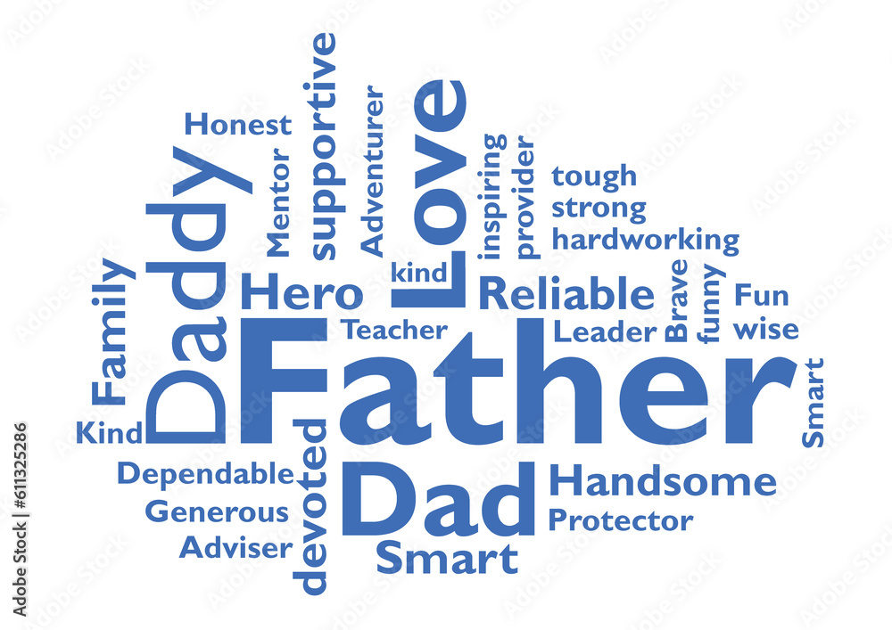 Father's Day word cloud typography text words 18-06-2023 daddy dad ...