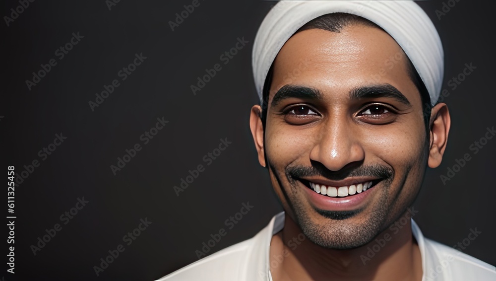 Portrait beautiful Indian model man with white teeth smile, healthy ...