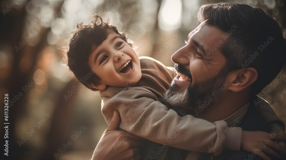 Fictional Persons. Love blooms, beautiful image of a father and child ...