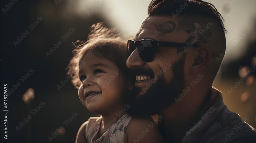 Fictional Persons. Embracing the journey, genuine picture of a father ...