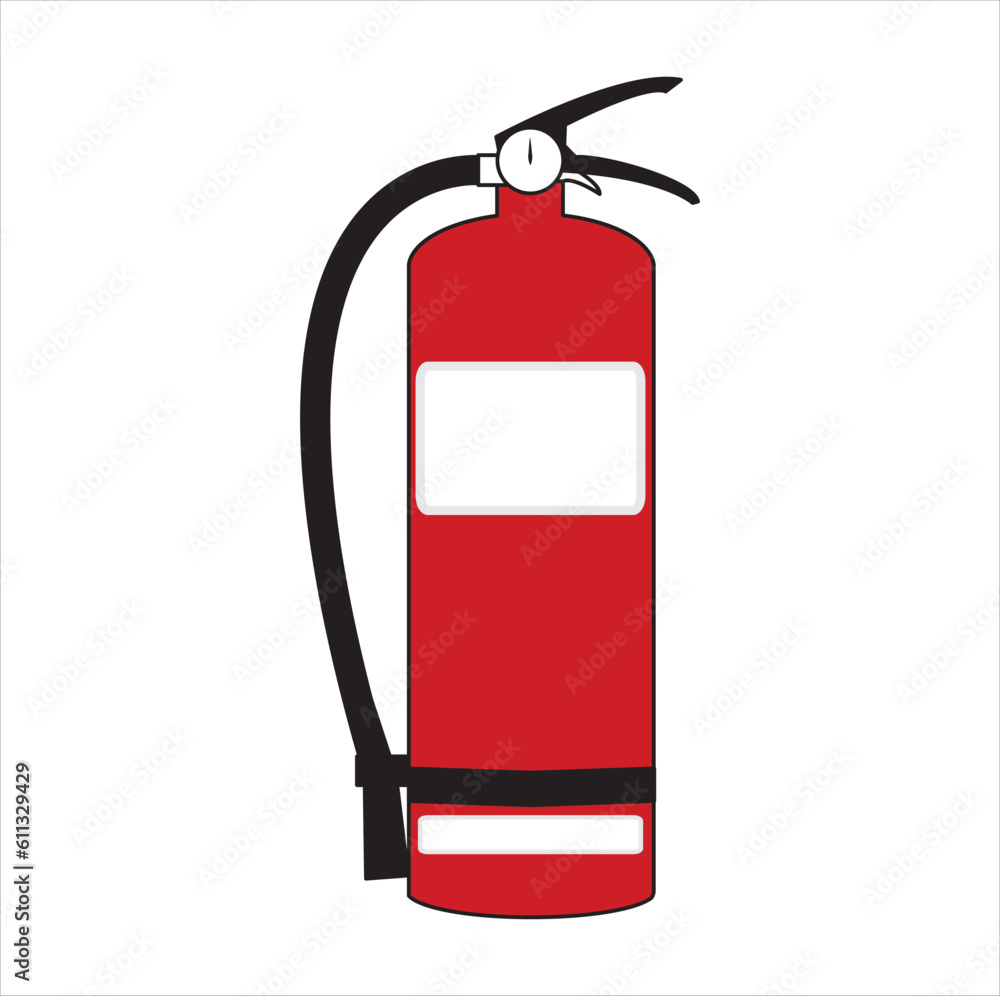 Simple icon of different types of fire extinguishers foam in red and ...
