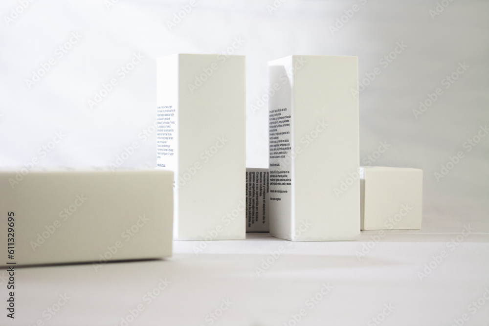 Product photo of rectangular white boxes without design, without ...