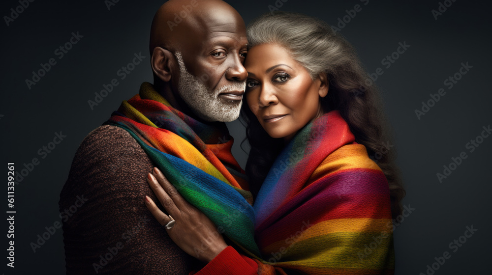 Black man hugging a black woman , beautiful natural ageing. Stock ...